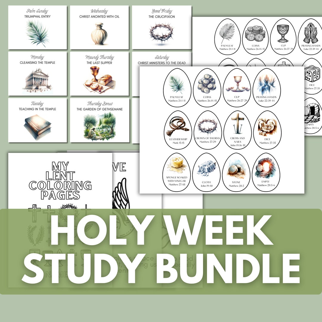 Holy Week Bundle for Kids, Easter Kit With Lent Coloring Pages, Study ...