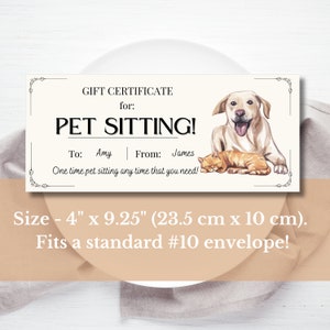 Pet Sitting Gift Certificate Template, Pet Sitter Gift Voucher ...