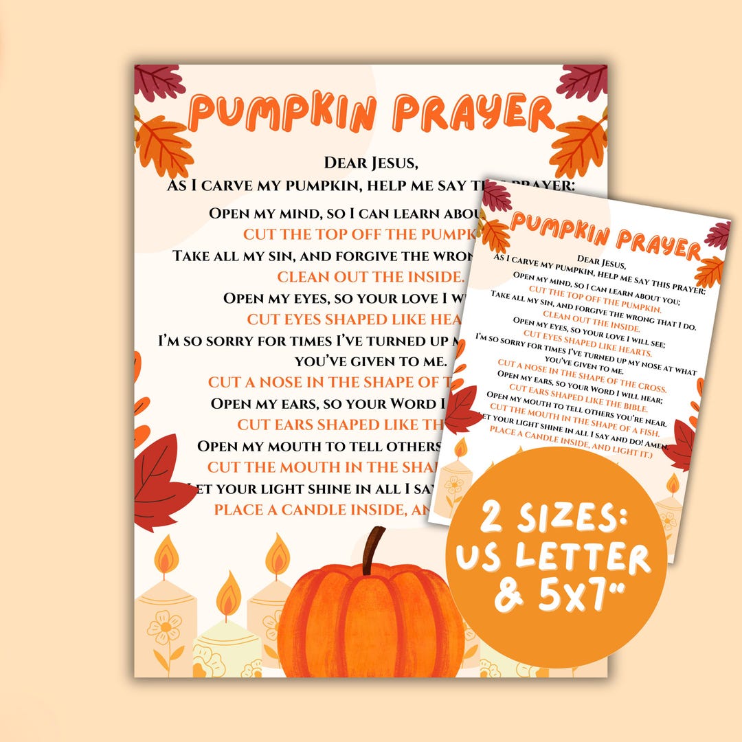 Pumpkin Prayer Printable Activity Sheet, Christian Halloween Pumpkin ...
