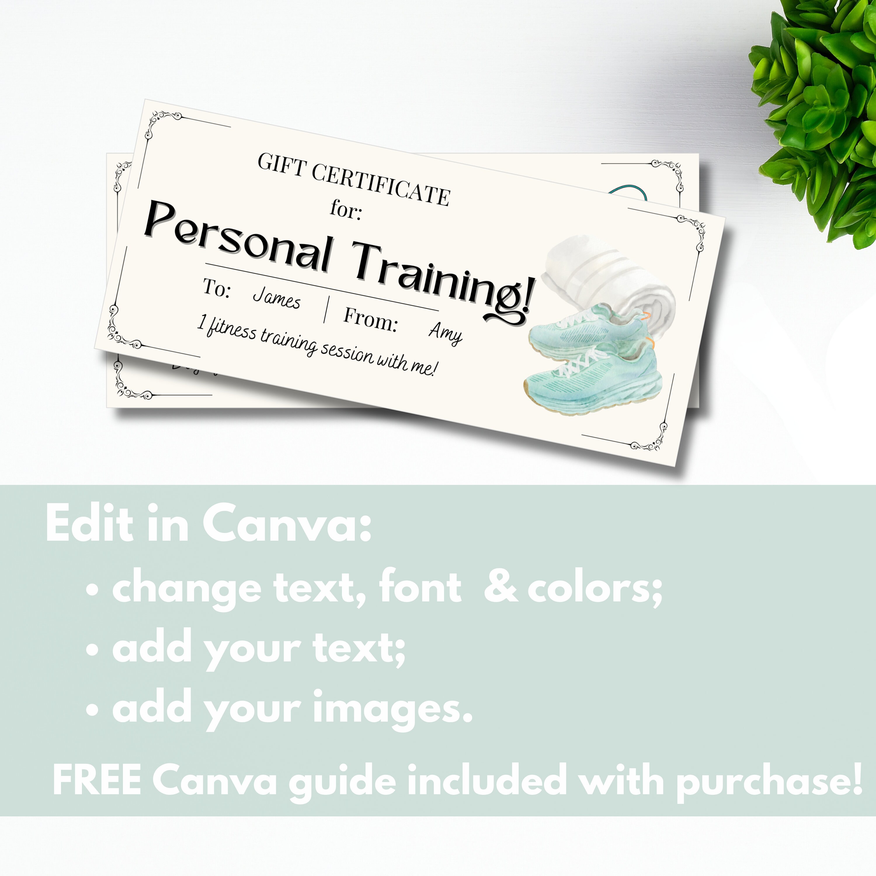 Personal Training Sessions Gift Voucher Printable, Fitness Gift ...