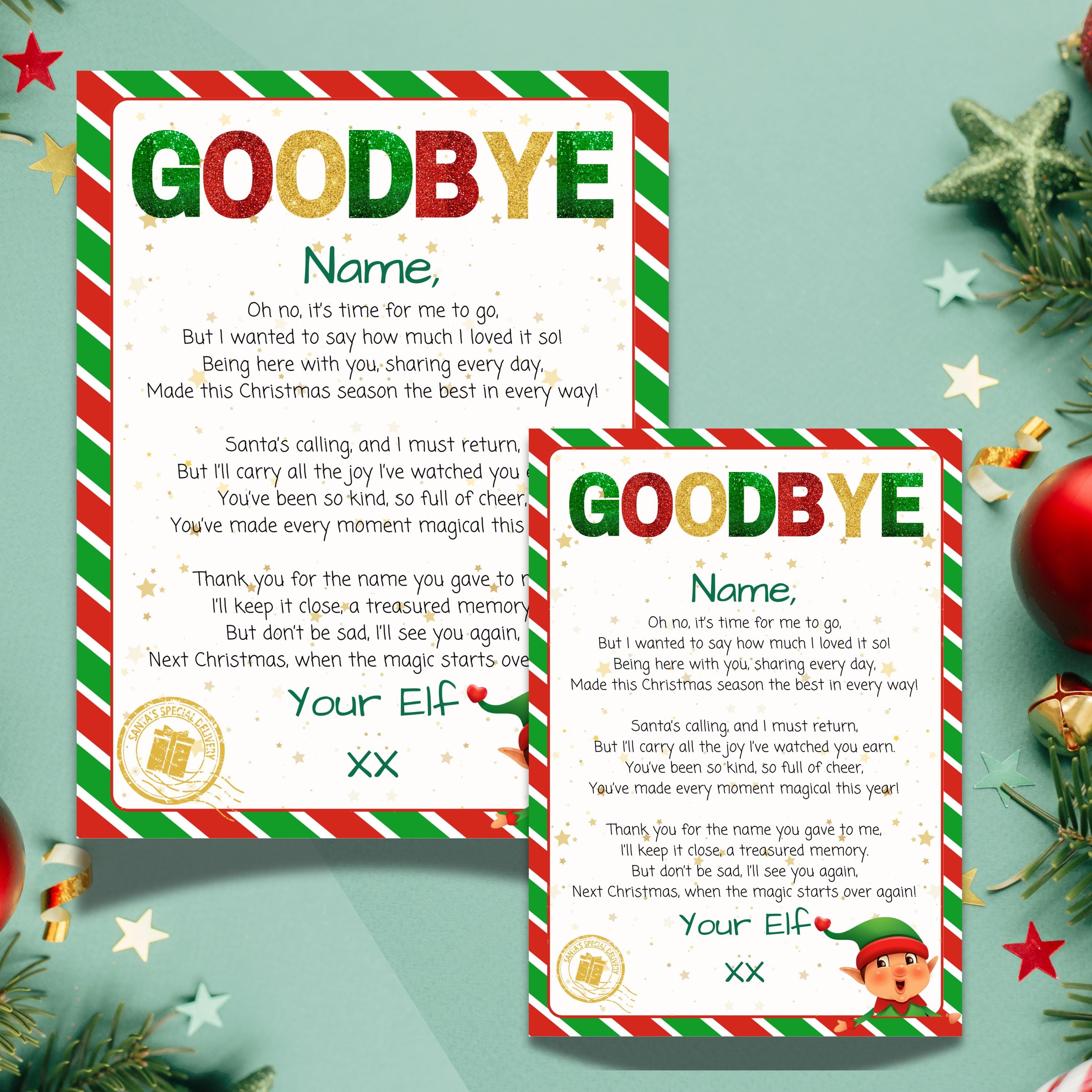 Editable Elf Goodbye Letter, Elf Departure Letter, Elf Farewell Letter ...