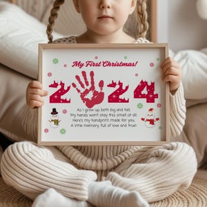 My First Christmas 2024 Handprint Keepsake, Baby Holiday Craft ...