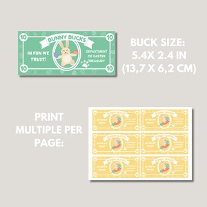Easter Printable - Bunny Bucks, Egg Filler, Token | Reward Money for ...