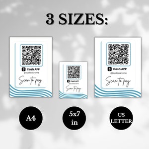 Cashapp Printable Payment Sign, QR Code Sign, Scan to Pay Template ...