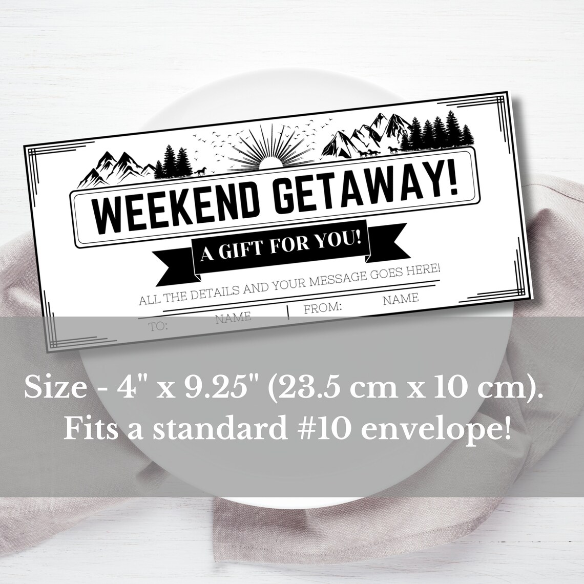 Printable Weekend Getaway Voucher Template, Travel Voucher, Trip ...