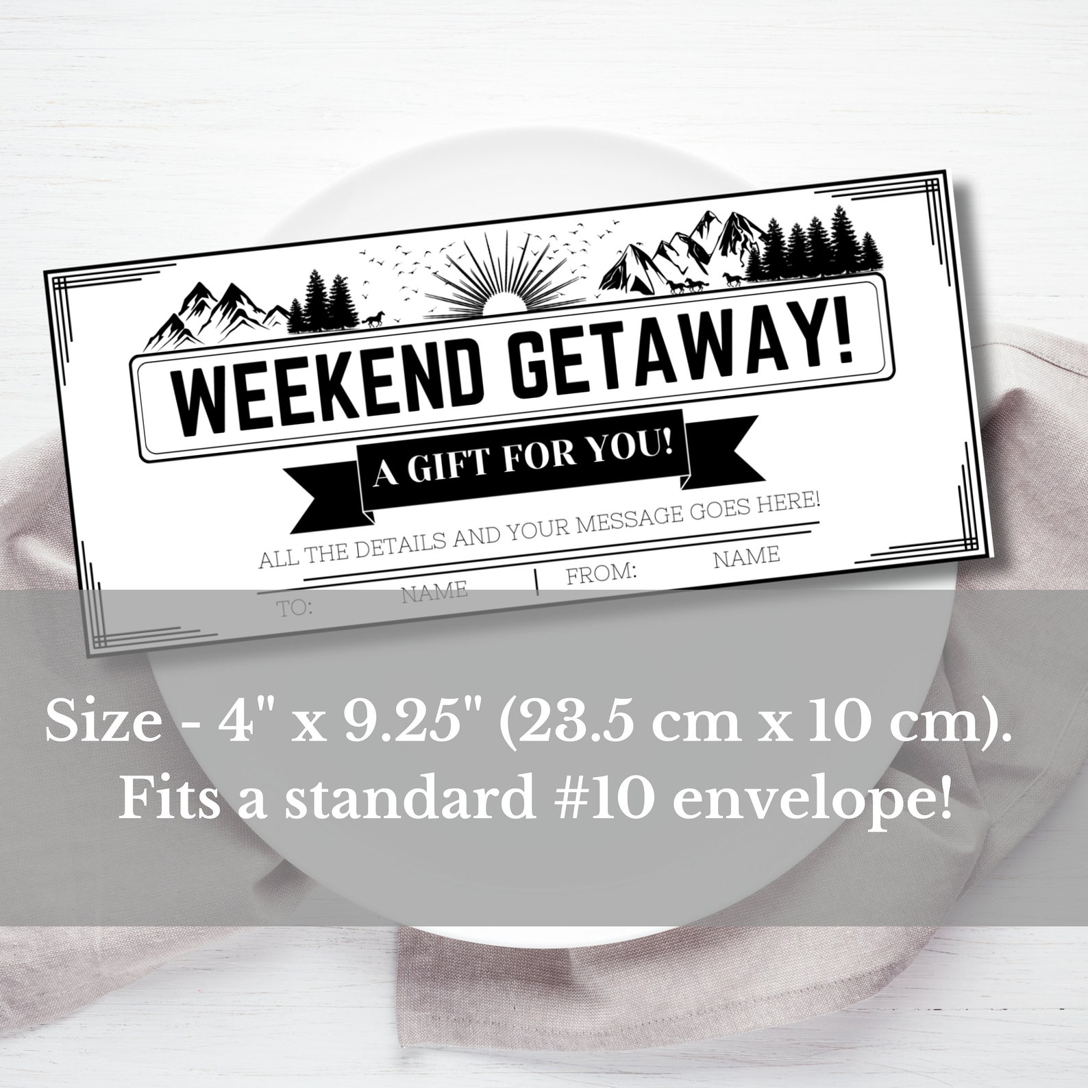 Printable Weekend Getaway Voucher Template, Travel Voucher, Trip ...