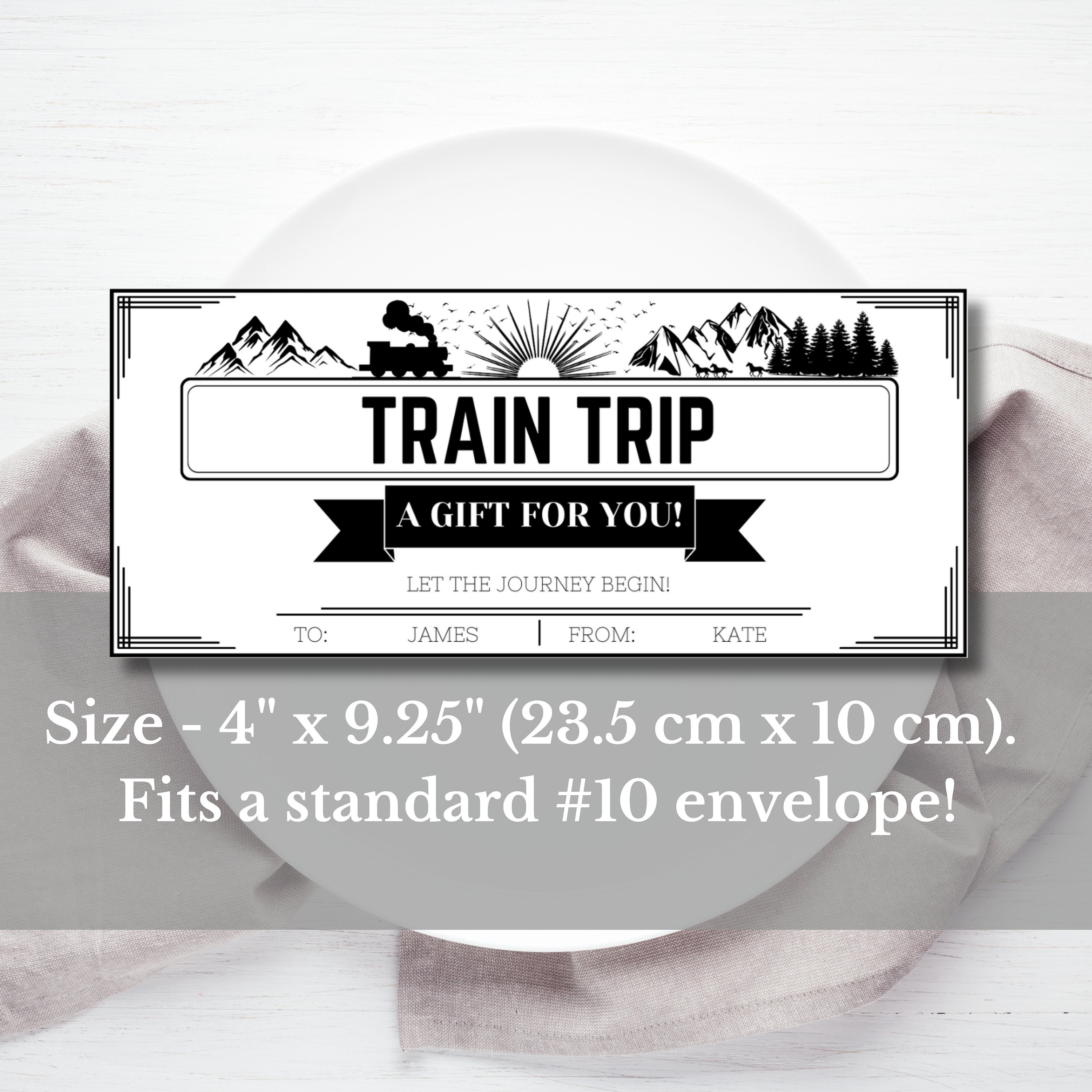 Train Ticket Voucher Editable, Surprise Travel Trip Gift Certificate ...