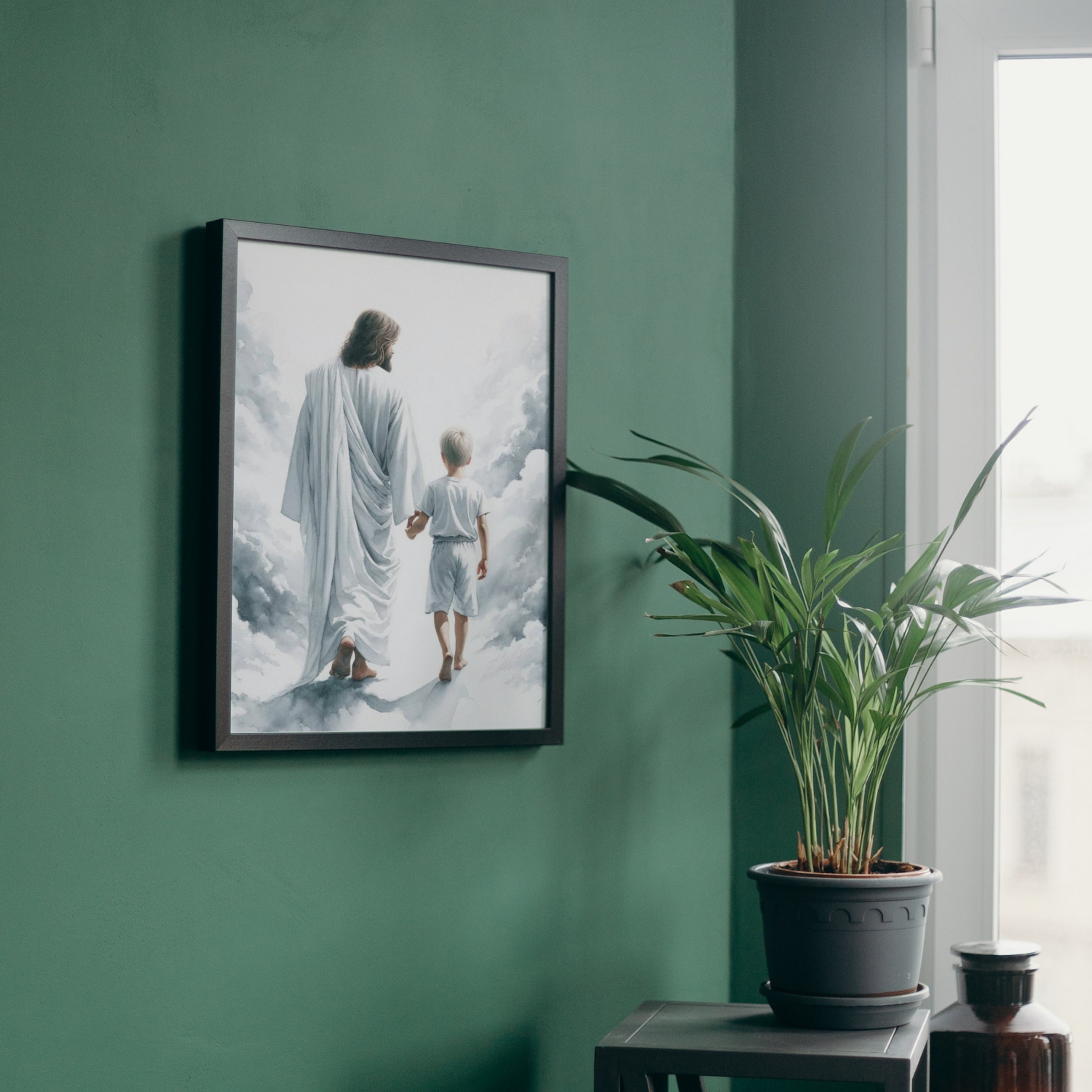 Jesus Holding Hand Print, Jesus With Kid, Jesus With Child, LDS Baptism ...