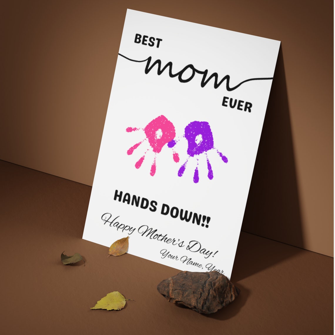 Mother's Day Gift Handprint Art, Best Mom Ever Hands Down, Printable ...