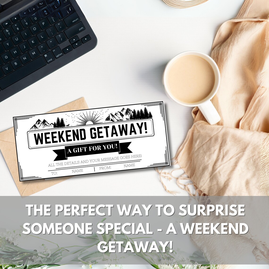 Printable Weekend Getaway Voucher Template, Travel Voucher, Trip ...
