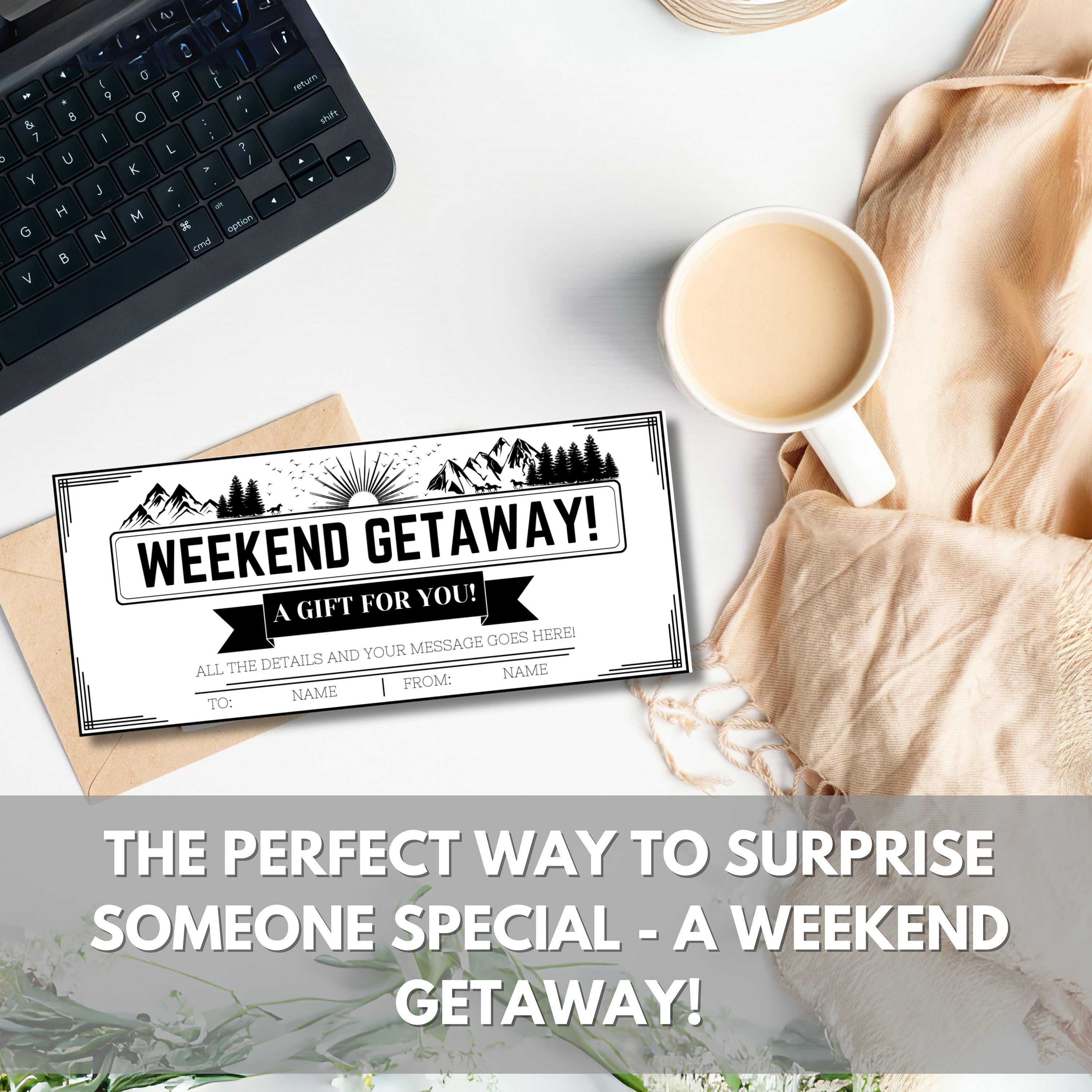 Printable Weekend Getaway Voucher Template, Travel Voucher, Trip ...