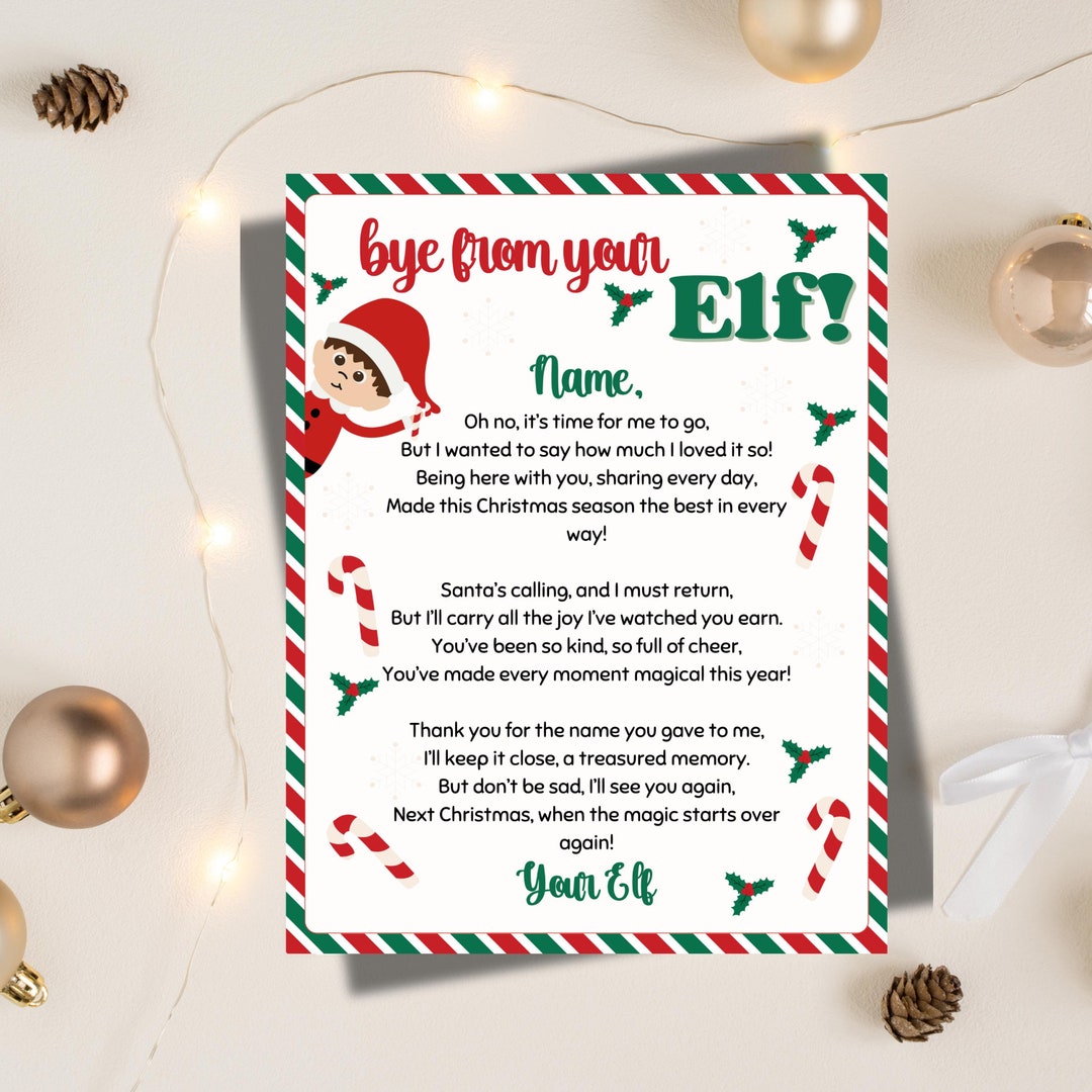 Elf Goodbye Letter, Christmas Elf Farewell Letter, Kids Christmas Fun ...