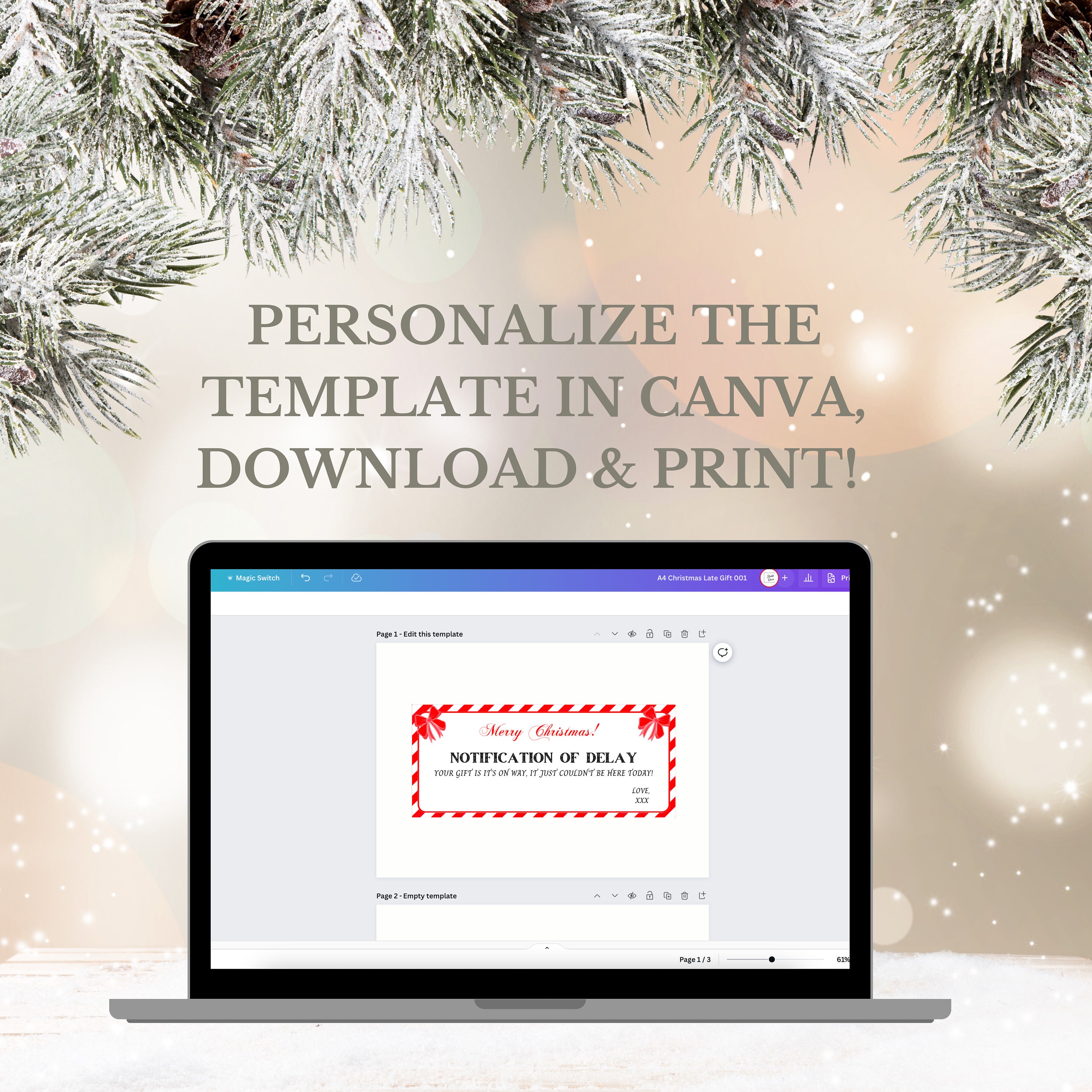 Late Christmas Gift Printable Template, Late Gift Letter, Delayed Gift ...