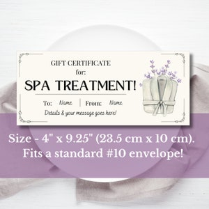 Editable Spa Treatment Gift Certificate Template, Pampering Session ...