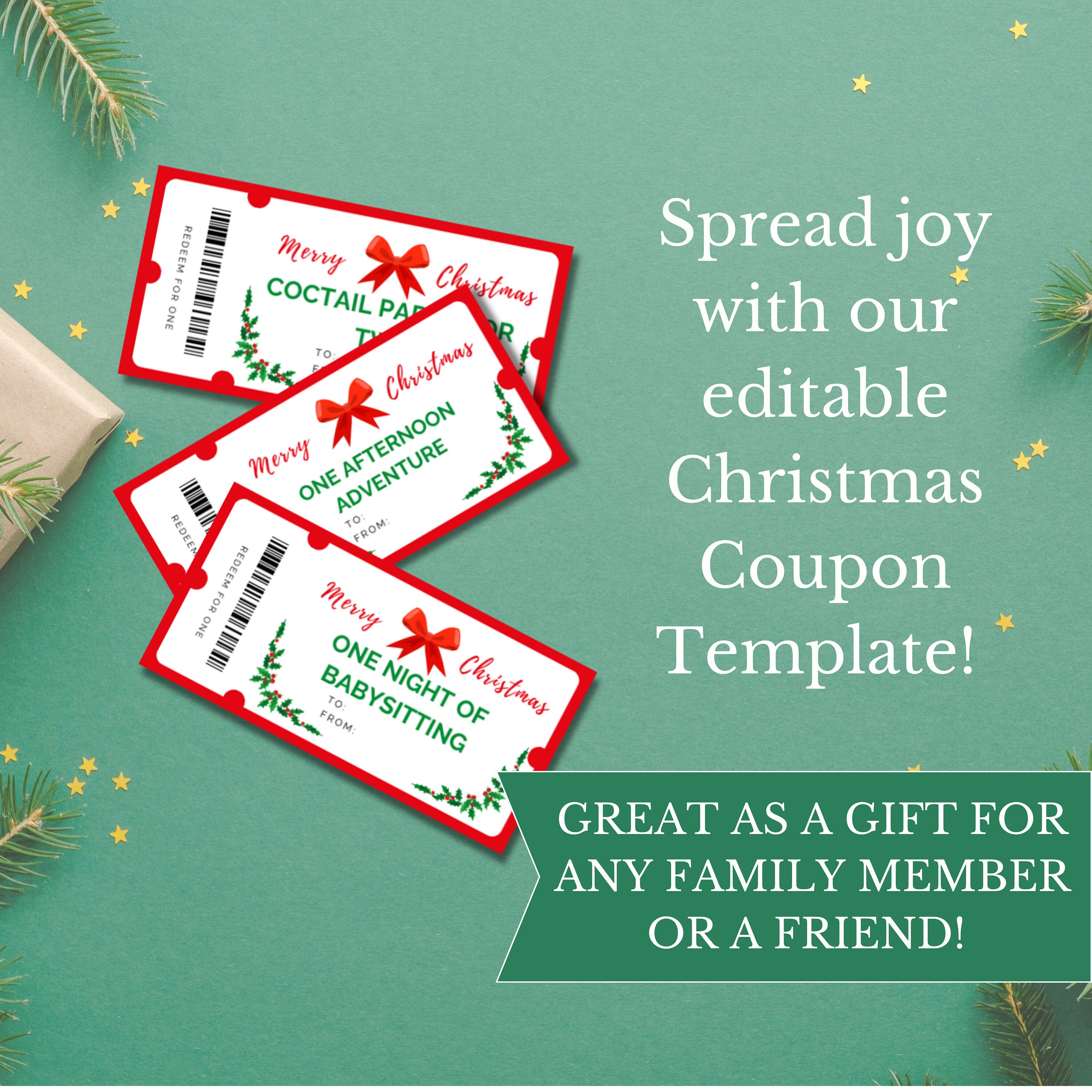 Editable Christmas Coupon Template, Custom Holiday Coupons, Printable ...