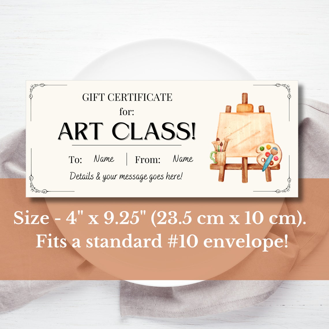 Art Class Gift Certificate Template, Art Lesson Voucher Printable ...