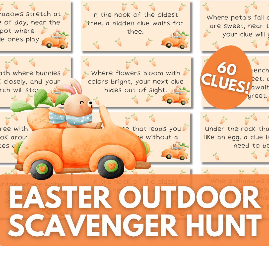 Easter Outdoor Treasure Hunt Clues, Backyard Easter Egg Scavenger Hunt ...