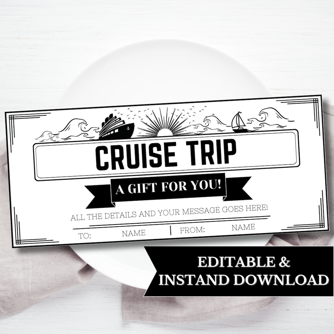 Cruise Vacation Voucher Printable, Cruise Ticket, Personalized Cruise ...
