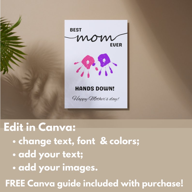 Mother's Day Gift Handprint Art, Best Mom Ever Hands Down, Printable ...