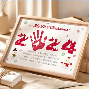 My First Christmas 2024 Handprint Keepsake, Baby Holiday Craft ...