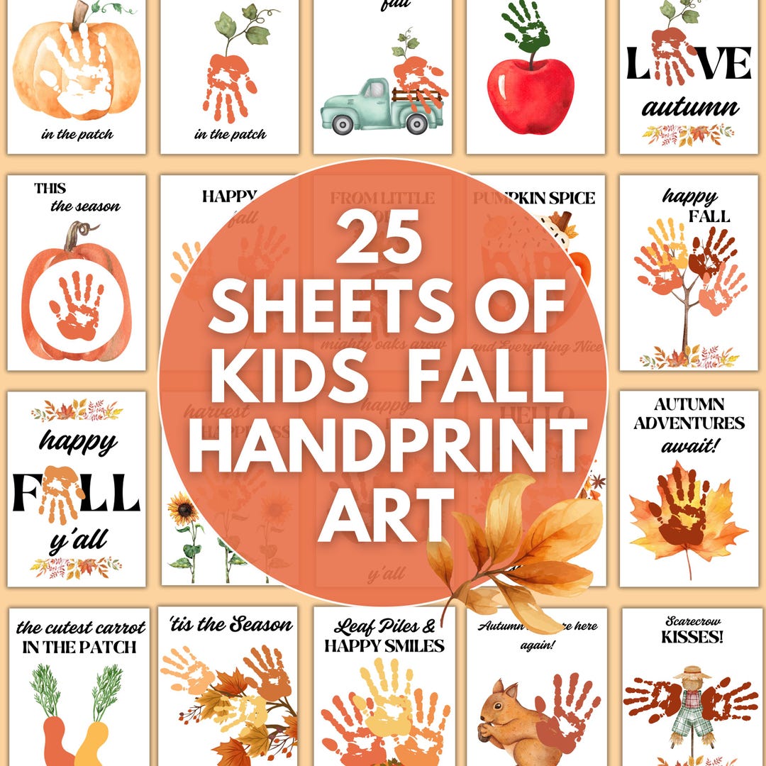 Fall Handprint Art Craft for Kids BUNDLE, Autumn Preschool Activities ...