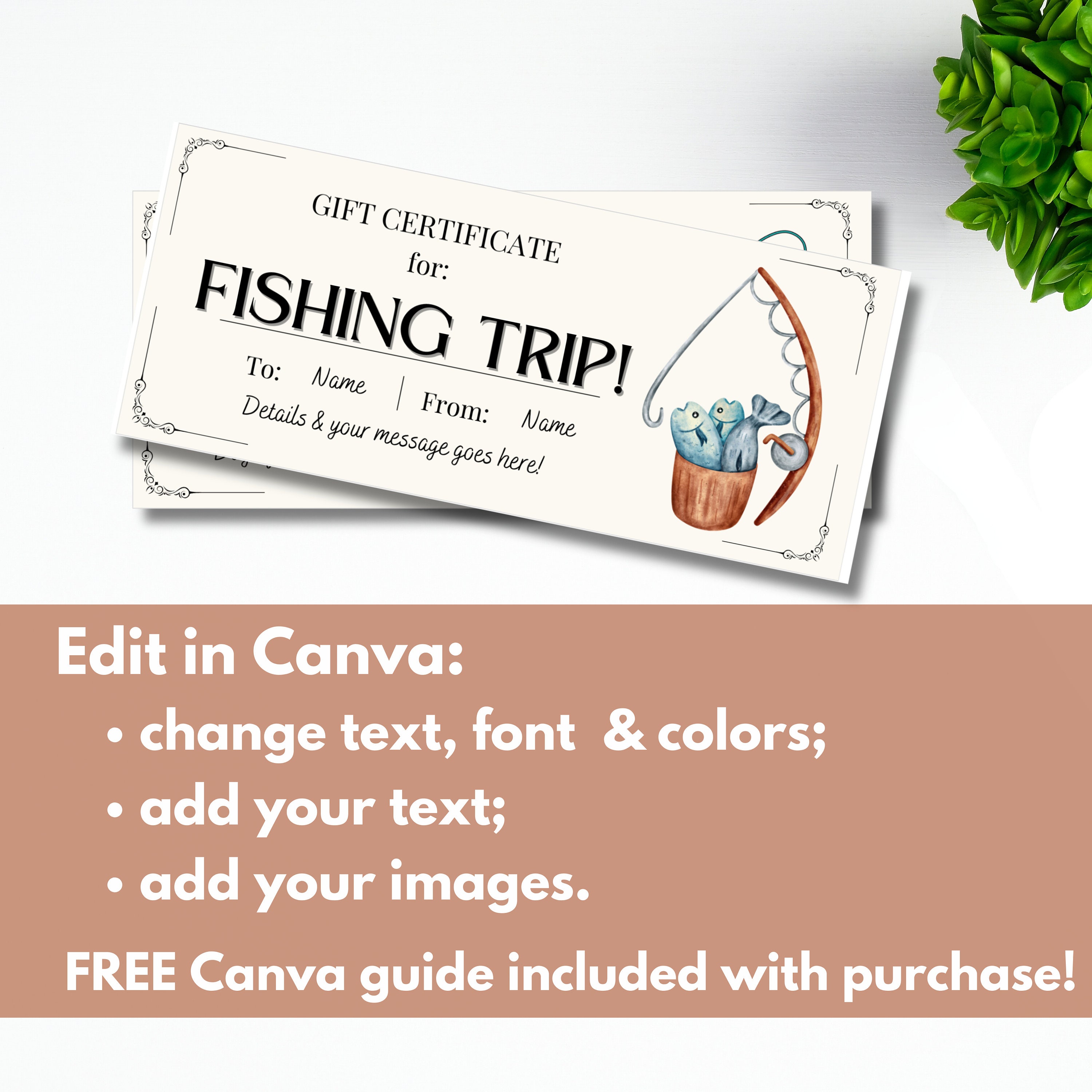 Editable Fishing Trip Gift Certificate Template, Outdoor Experience ...