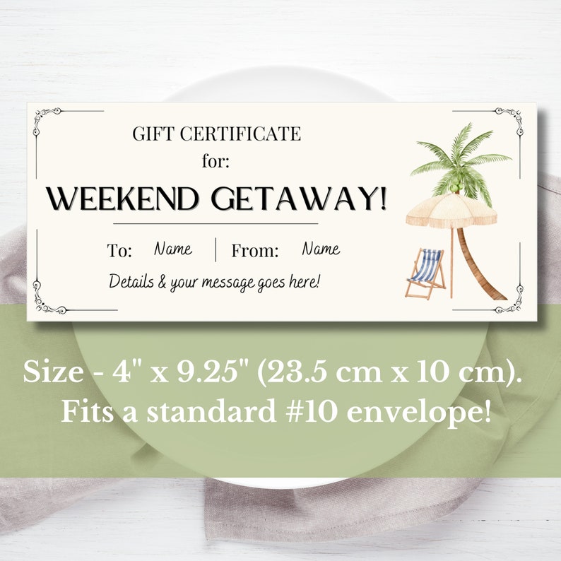 Weekend Getaway Gift Voucher Printable, Weekend Away Gift Coupon ...