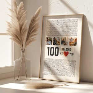 100 Reasons We Love You Personalized Gift, 100th Birthday Picture ...