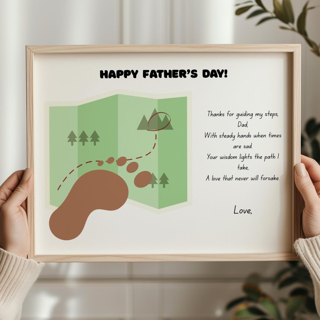 Printable Footsteps Footprint Art for Father’s Day, Unique DIY Gift for ...