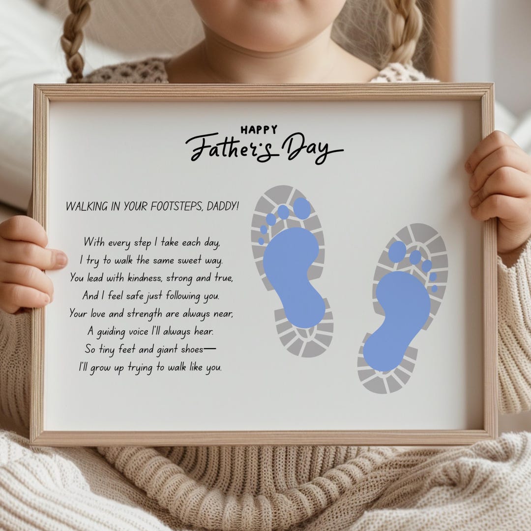 Father’s Day Digital Download Craft, Kids Footprint Art Gift With Poem ...
