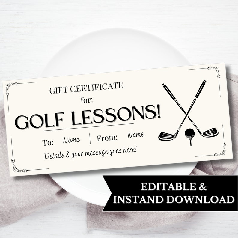 Custom Golf Lessons Ticket Voucher Printable, Surprise Golf Gift ...