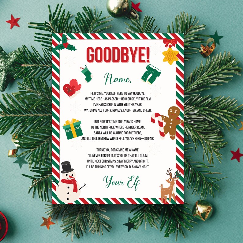 Editable Goodbye From Your Elf Letter, Elf Goodbye Letter, Christmas ...