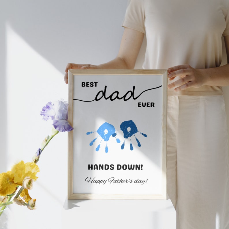 Father's Day Handprint Craft Best Dad Ever Hands Down, Handprint Sign ...