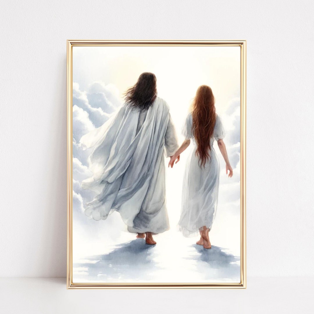 Jesus Christ With Sister Missionary With Long Red Hair, Watercolor ...