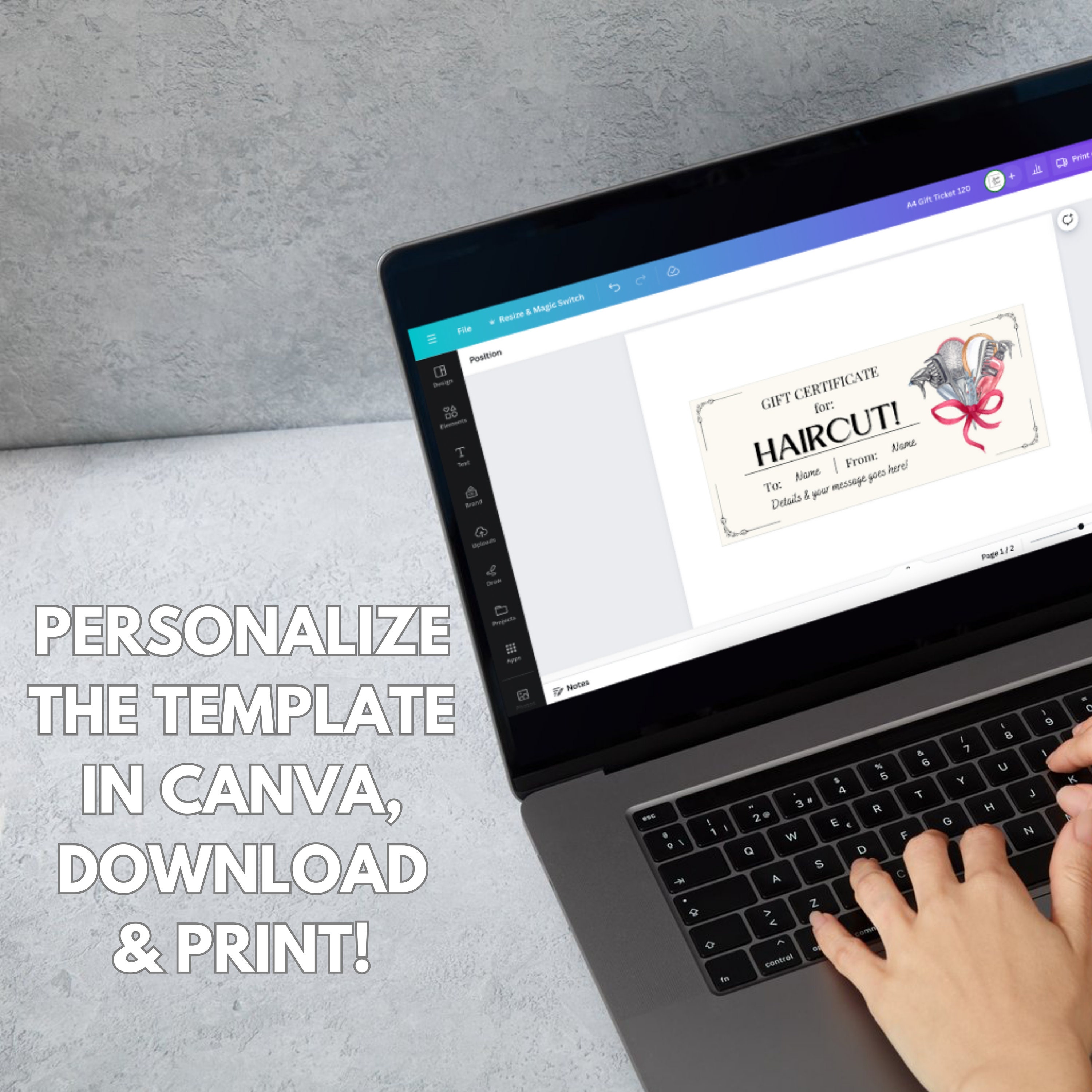 Editable Haircut Gift Certificate Template, Salon Visit Gift Voucher ...