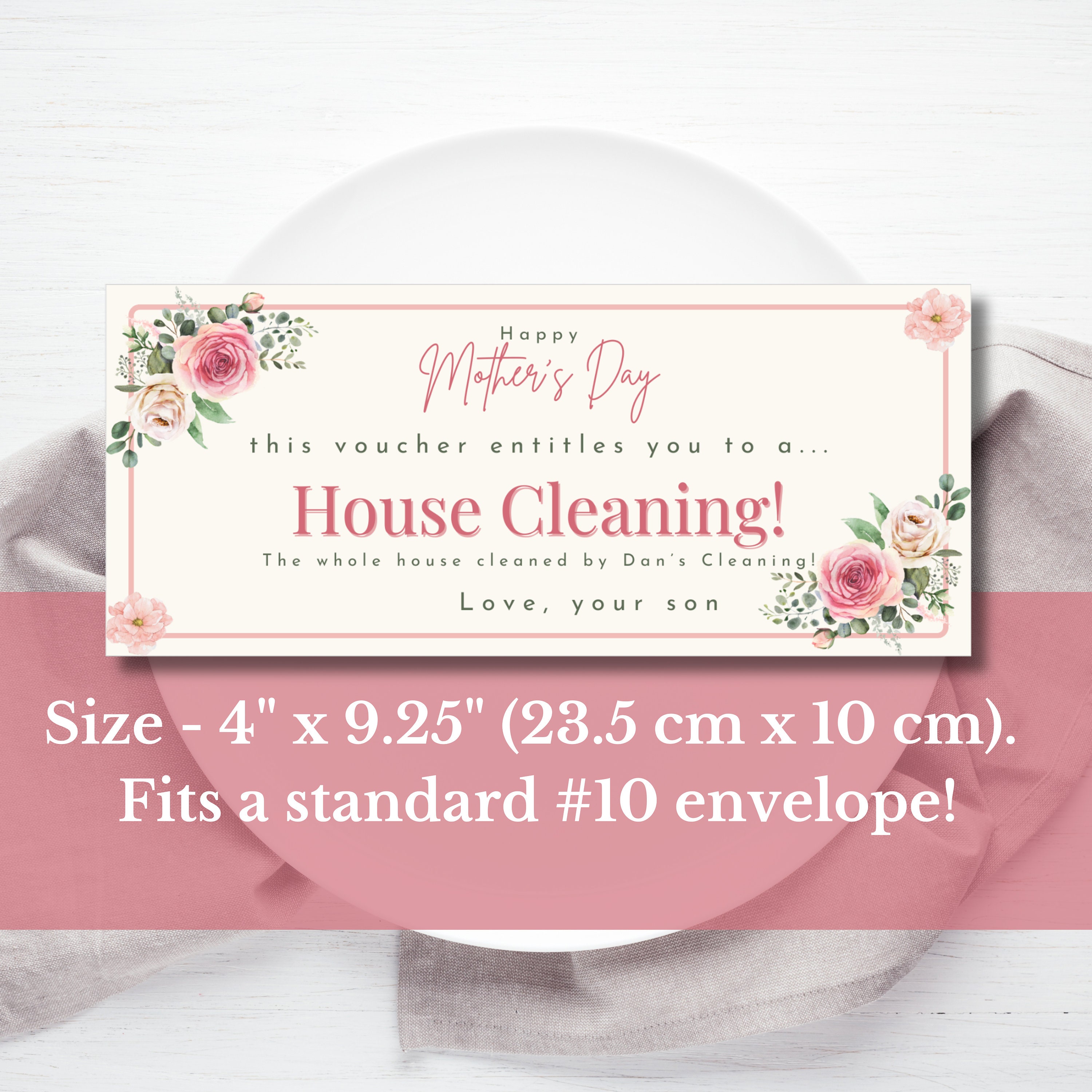 Mother's Day House Cleaning Gift Certificate Template, Mother's Day ...