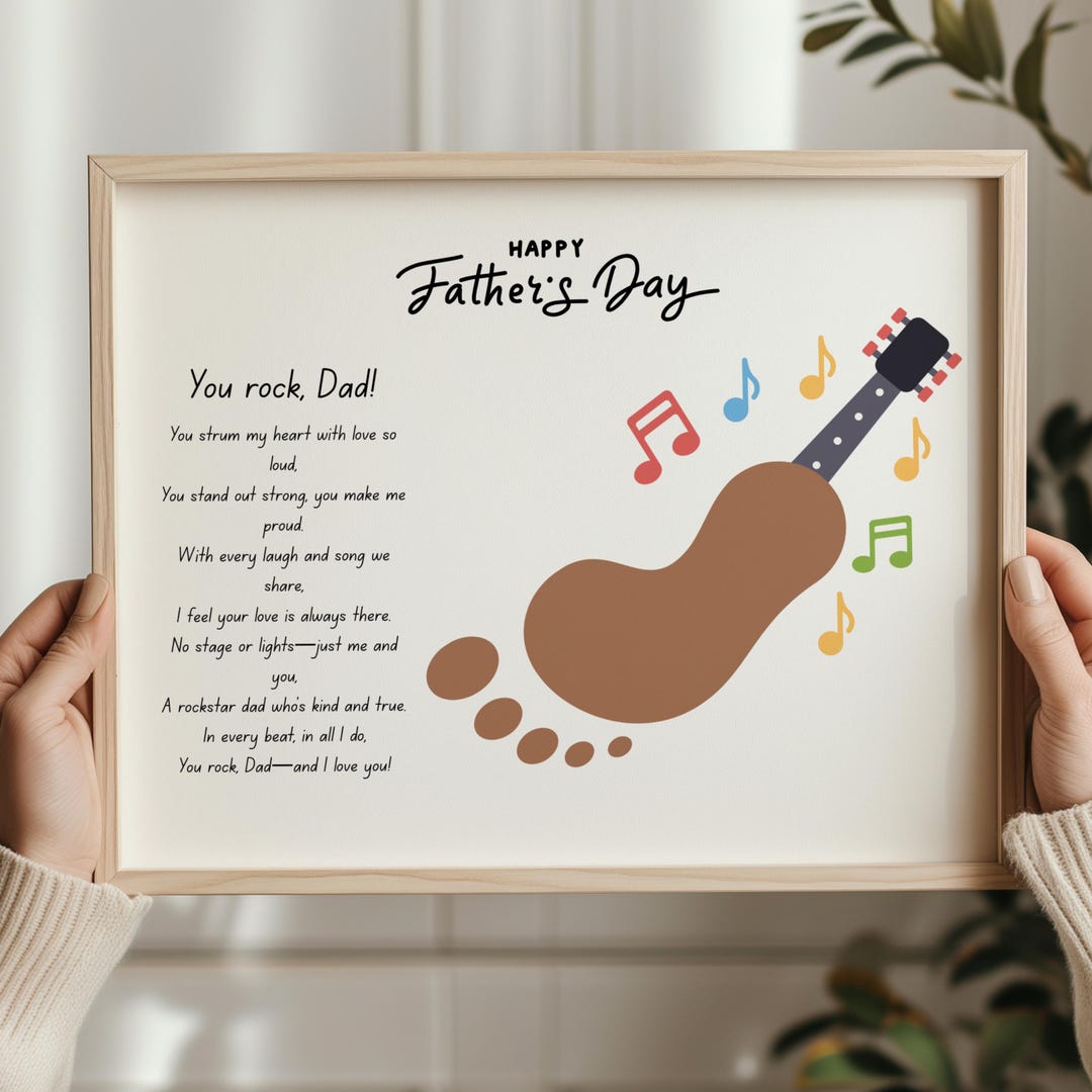 Fathers Day Footprint Craft for Kids, Printable DIY Gift for Dad, First ...