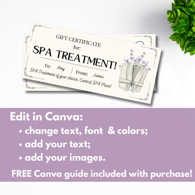Editable Spa Treatment Gift Certificate Template, Pampering Session ...
