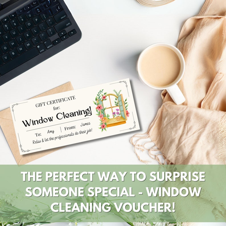 Window Cleaning Gift Voucher Printable, Glass Cleaning Gift Certificate, Professional Window ...
