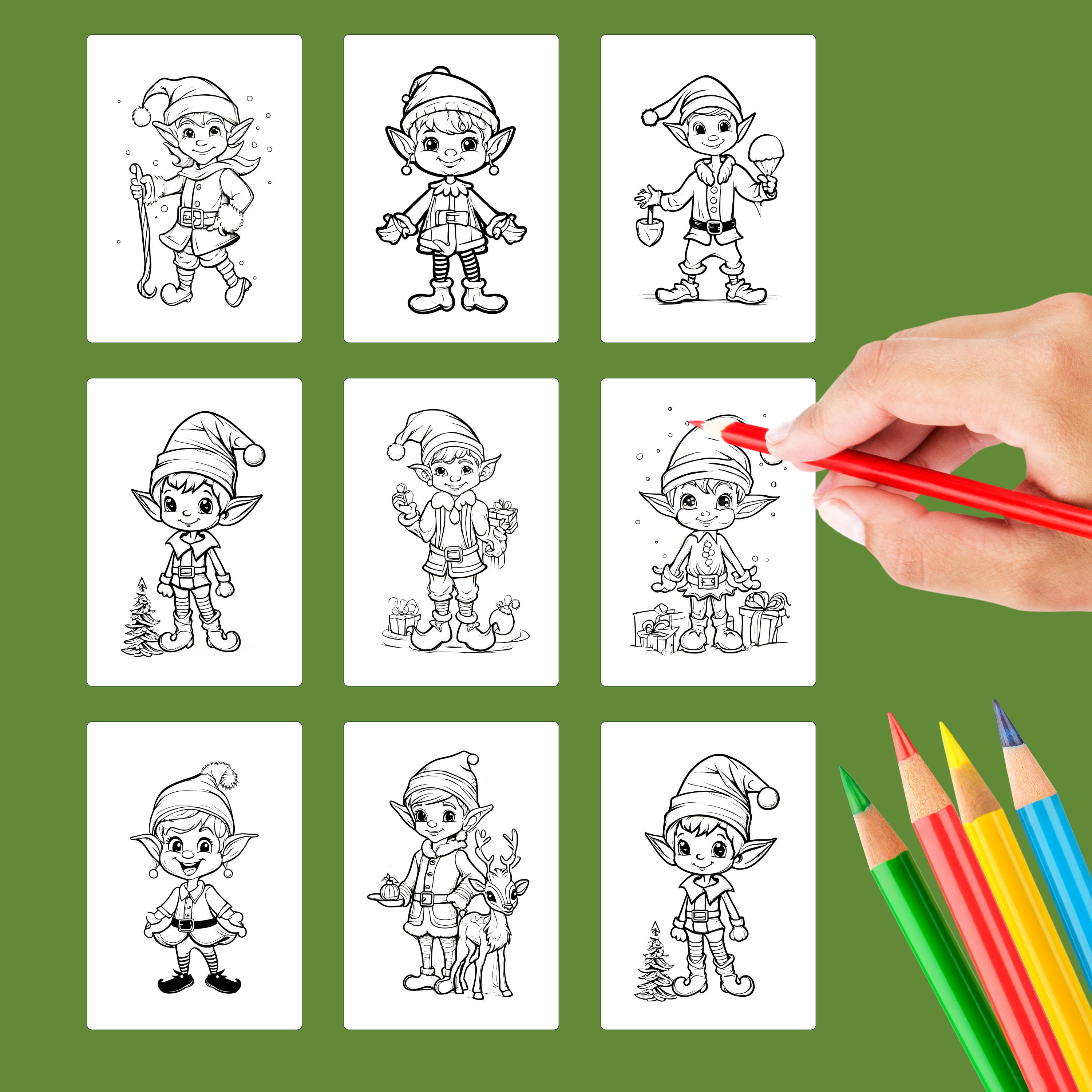 Woodland Elf Coloring Page PRINTABLE Elf Props Cozy Coloring - Etsy