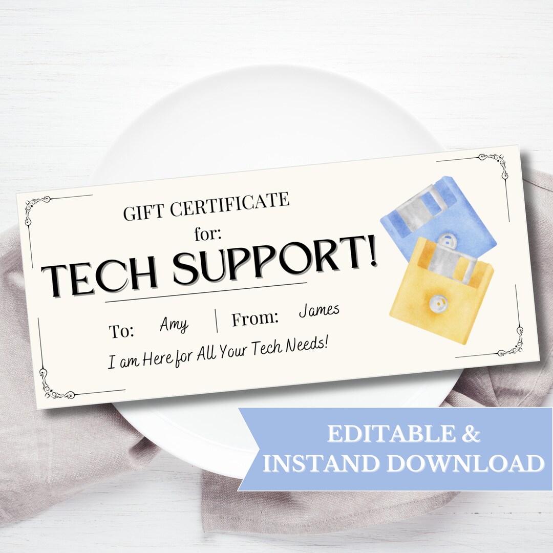 Tech Support Services Gift Certificate Template, Computer Help Gift ...