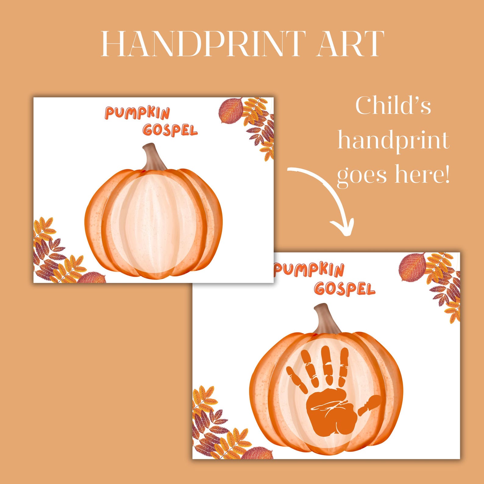 Pumpkin Gospel Handprint Art Printable, Fall Craft Thanksgiving ...