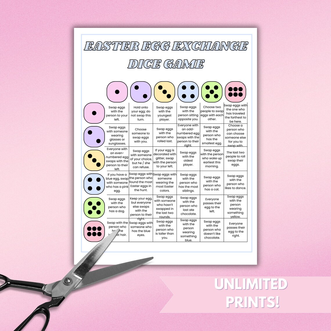 Editable Easter Egg Exchange Dice Game Printable PDF, Easter Kids ...