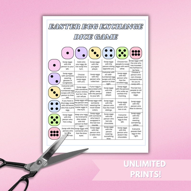 Editable Easter Egg Exchange Dice Game Printable PDF, Easter Kids ...