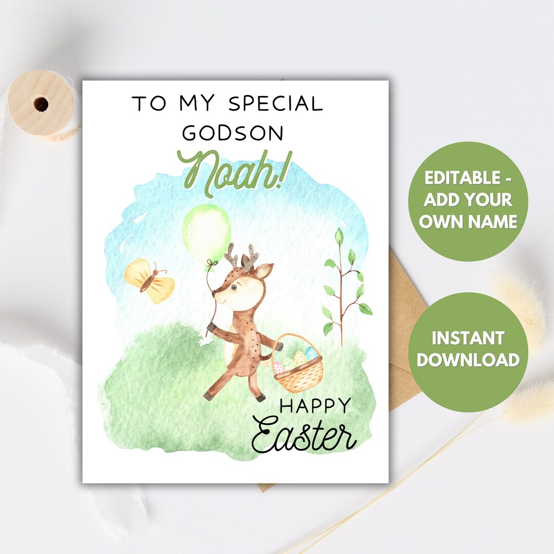 Customizable Printable Easter for Kids Card, Happy Easter Card Gift for ...