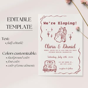 We're Eloping Invitation Editable Template, Elopement Announcement ...