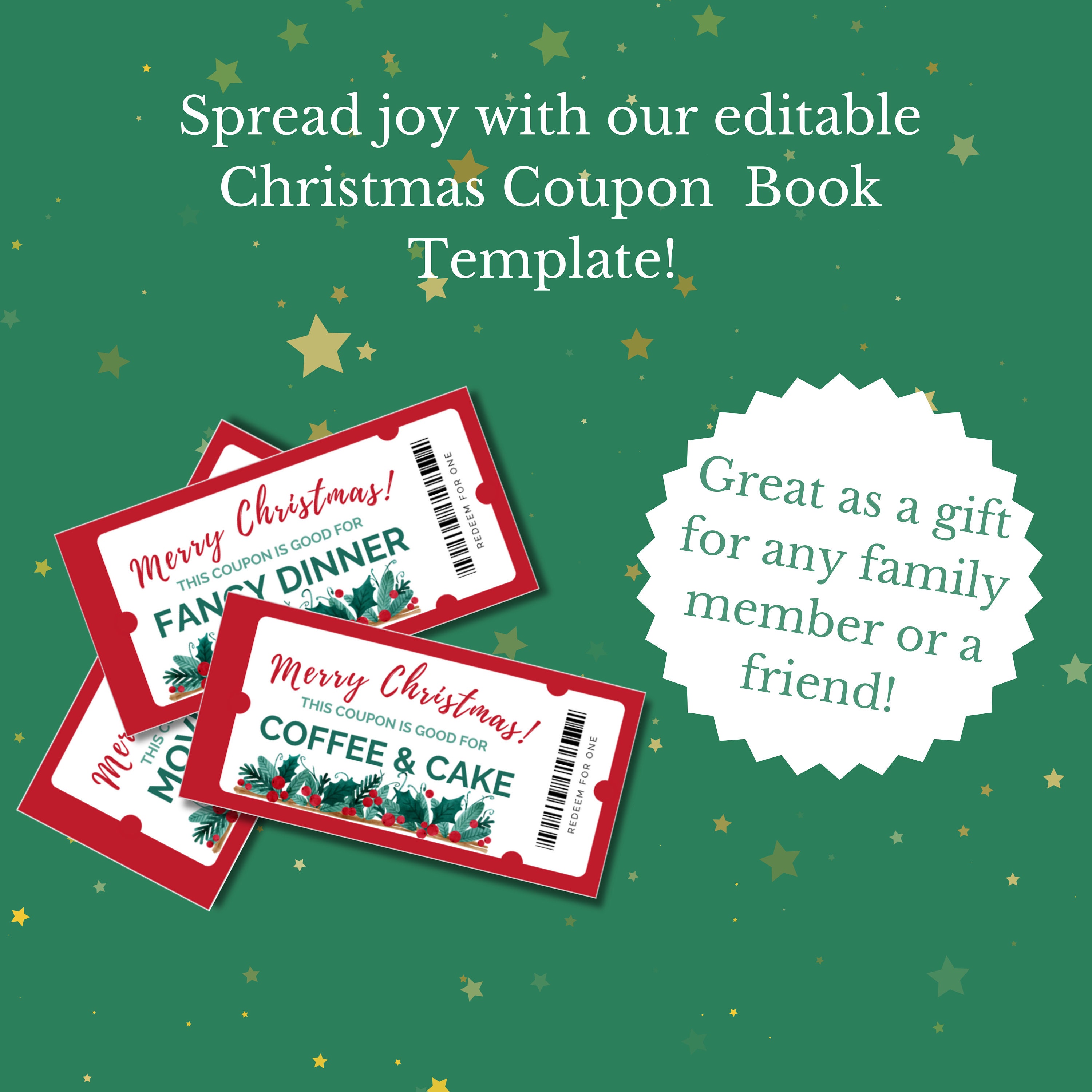 Editable Coupon Book Template, Custom Christmas Coupons, Printable ...