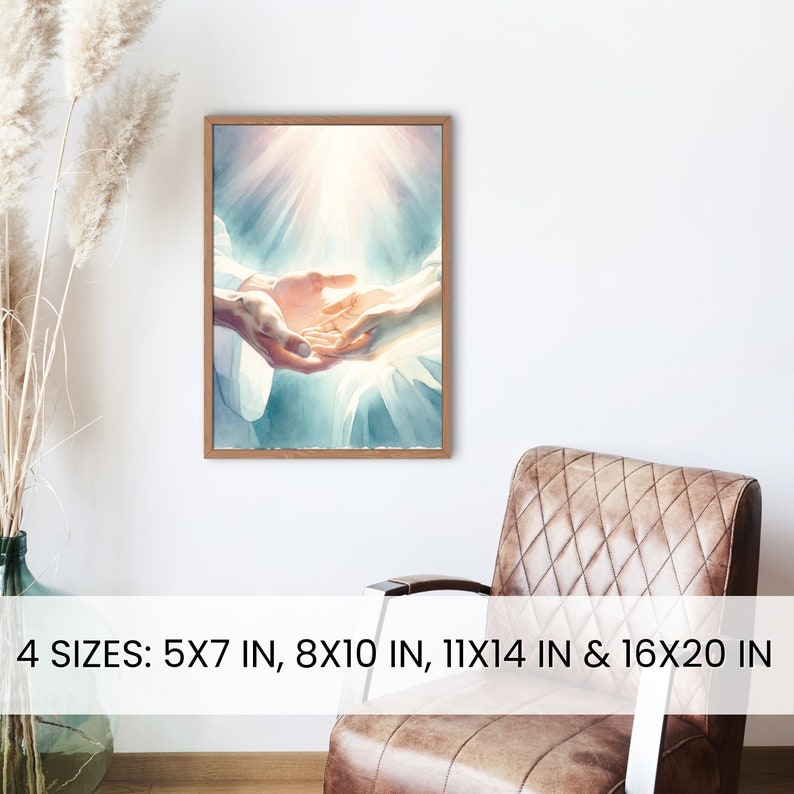 Jesus Christ Healing Hands Watercolor Print, Jesus Holding Hand Grief ...