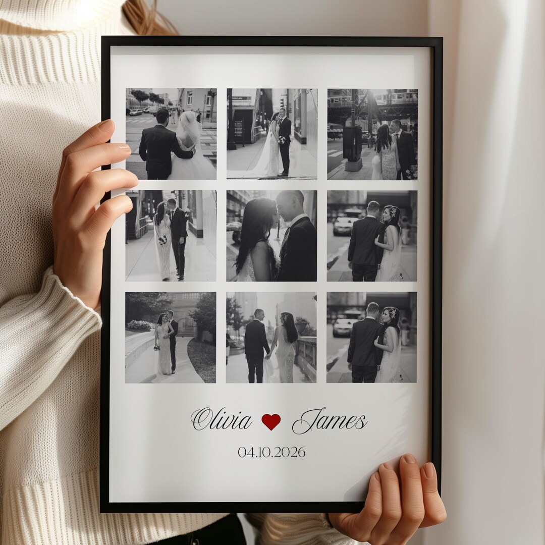 Couple Photo Collage Template – Printable Canva Anniversary Gift for ...
