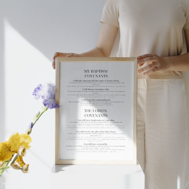 LDS Baptism Covenants Print, LDS Baptism Gift Religious Keepsake, LDS ...